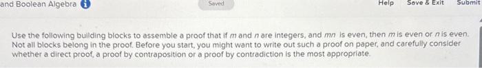 Solved Use the following building blocks to assemble a proof | Chegg.com