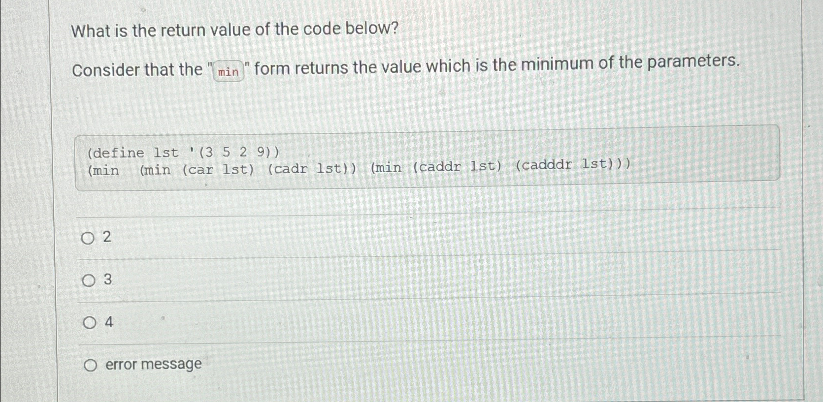 Solved What is the return value of the code below?Consider | Chegg.com