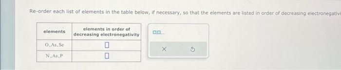Re-order each list of elements in the table below, if | Chegg.com