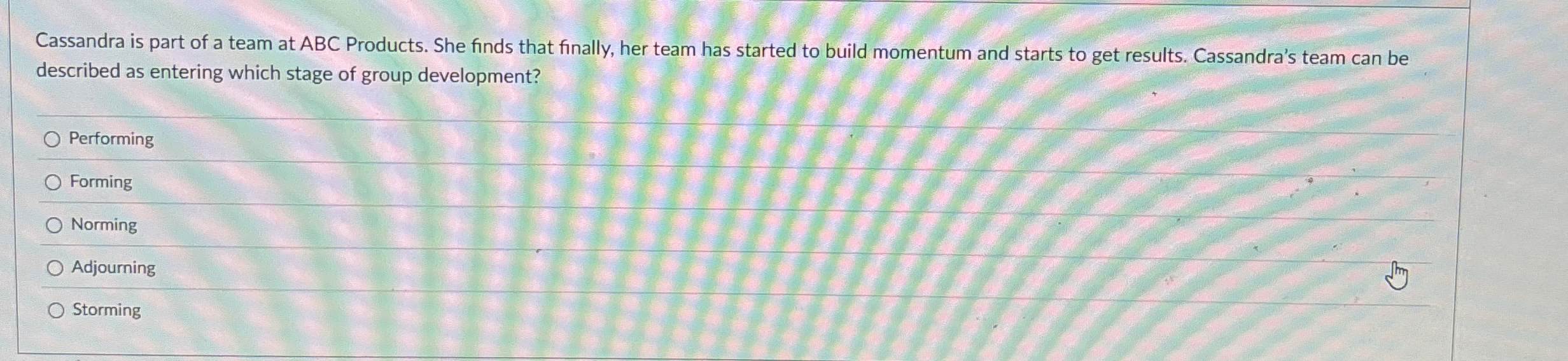 Solved Cassandra is part of a team at ABC Products. She | Chegg.com