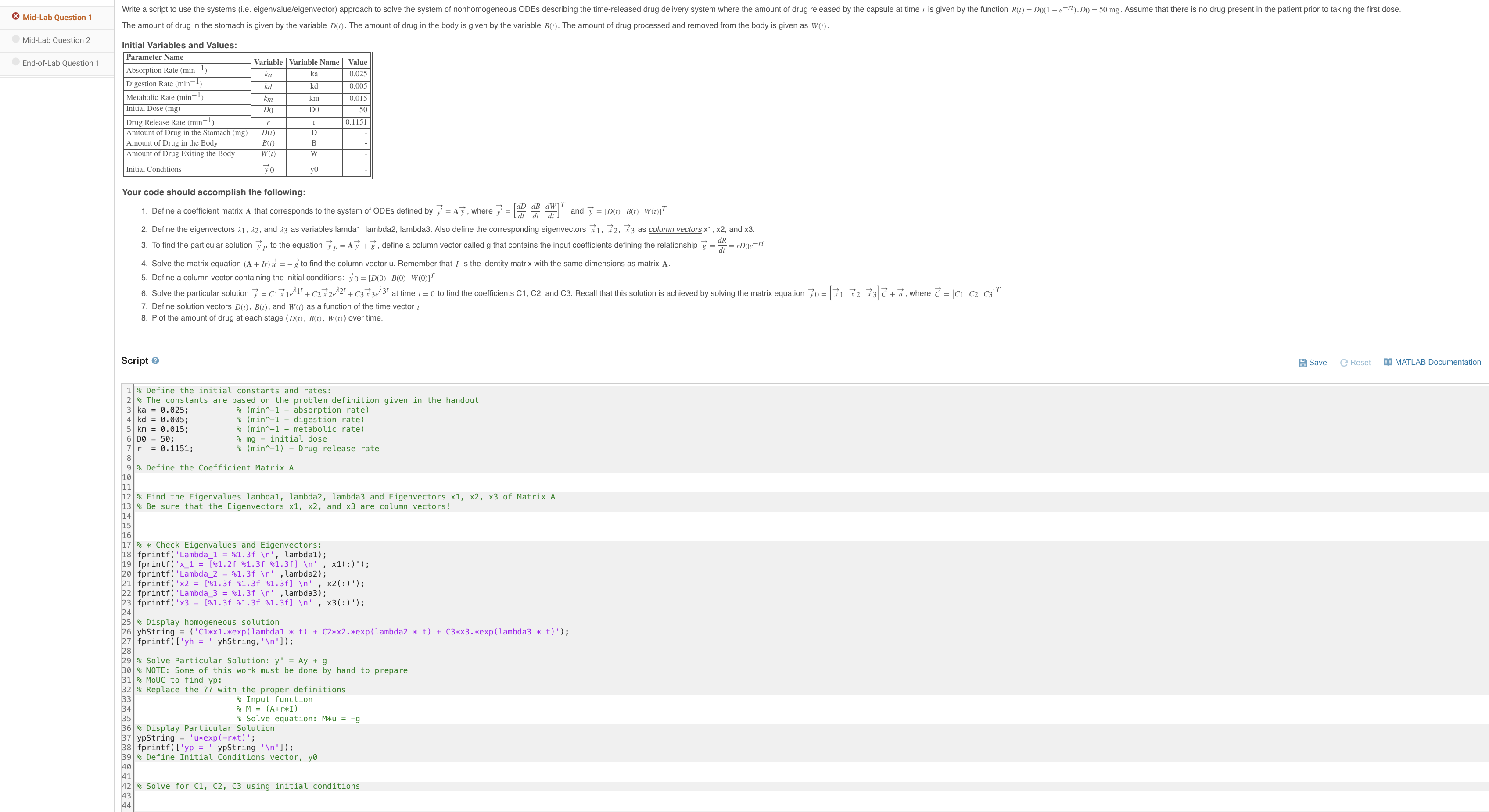 Solved finish the MATLAB code | Chegg.com