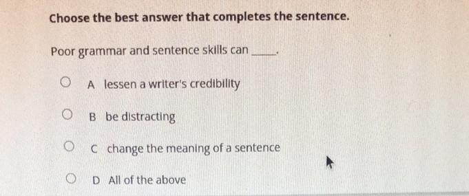 Solved Choose the best answer that completes the sentence. | Chegg.com
