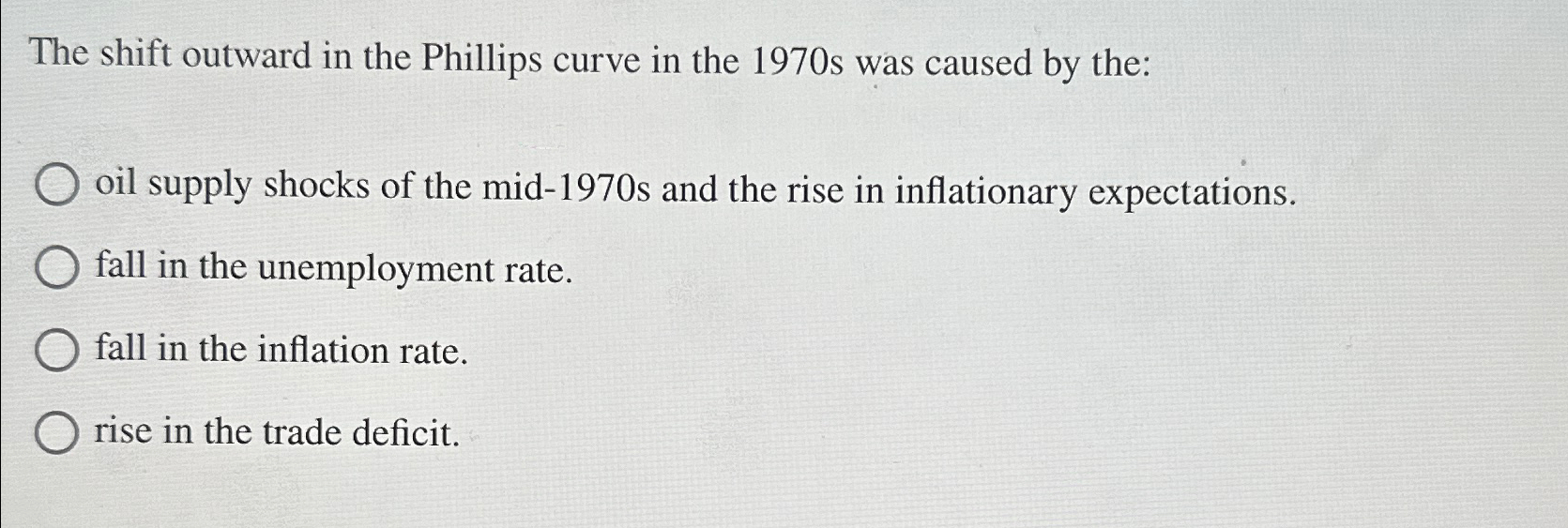 Solved The shift outward in the Phillips curve in the 1970 | Chegg.com