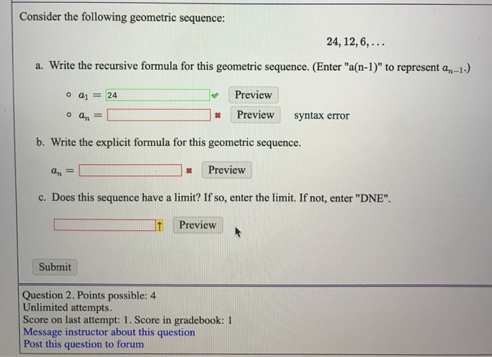 Solved Consider the following geometric sequence: 24, 12, | Chegg.com