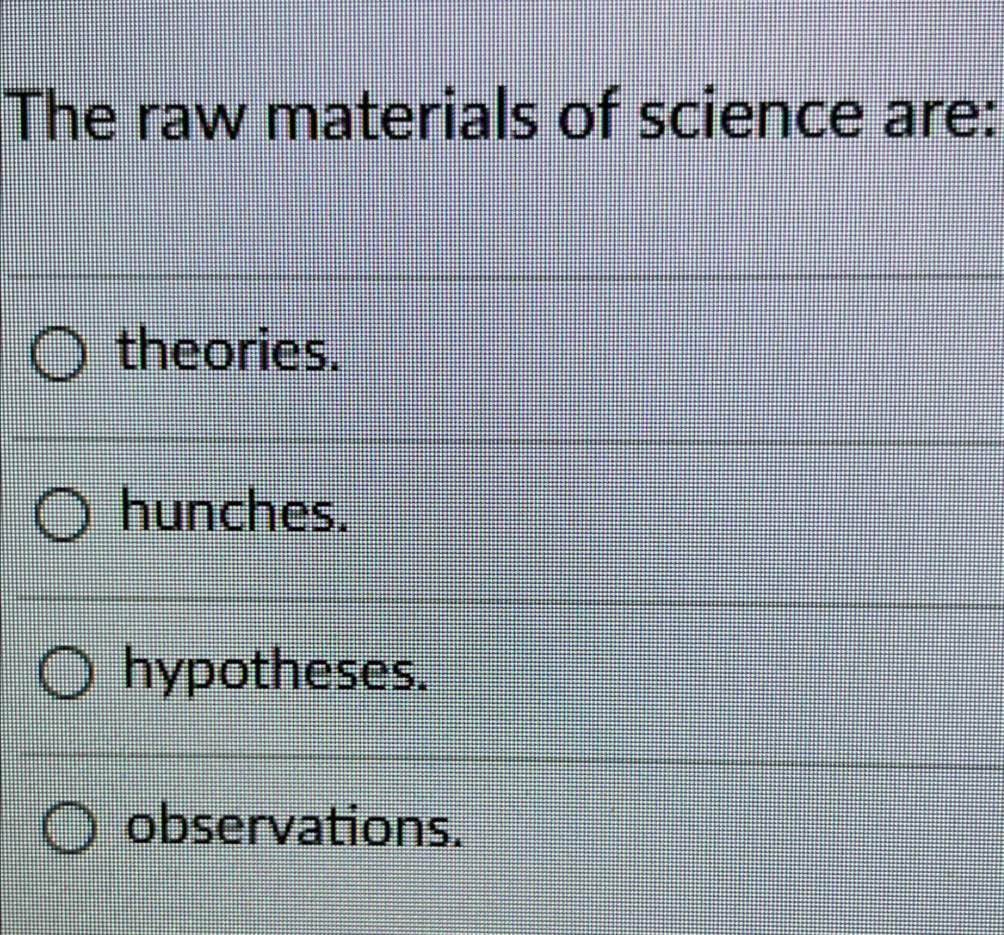 Solved The raw materials of science | Chegg.com