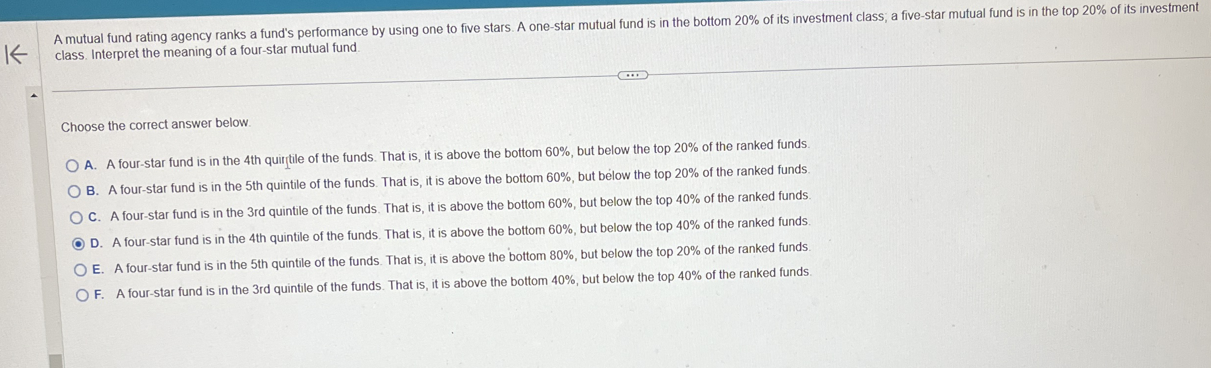Solved A mutual fund rating agency ranks a fund's | Chegg.com