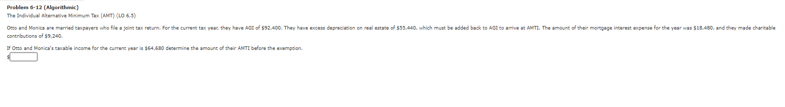 Solved Problem 6-12 (Algorithmic)The Individual Alternative | Chegg.com