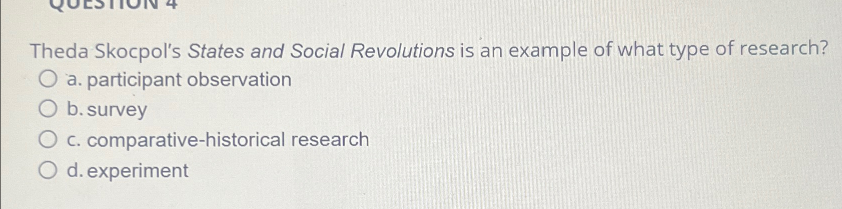 Solved Theda Skocpol's States and Social Revolutions is an | Chegg.com