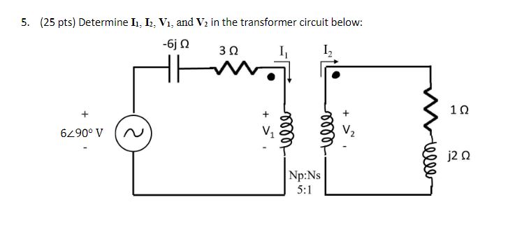 Solved (25 ﻿pts) ﻿Determine I1,I2,V1, ﻿and V2 ﻿in the | Chegg.com