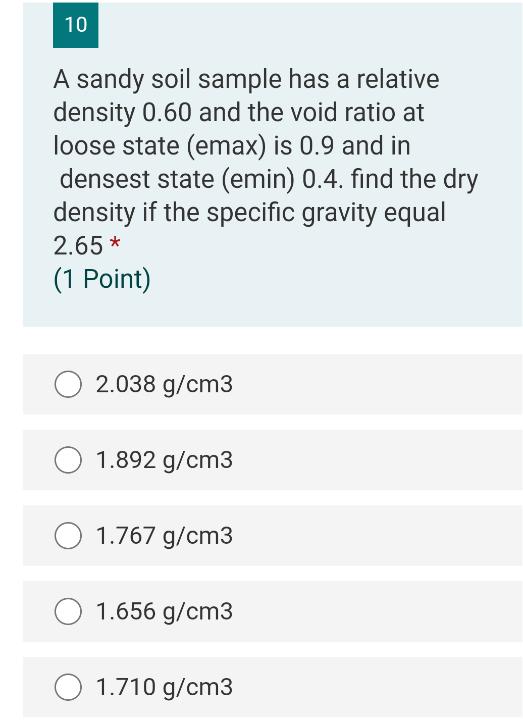 Solved 10 A sandy soil sample has a relative density 0.60 | Chegg.com