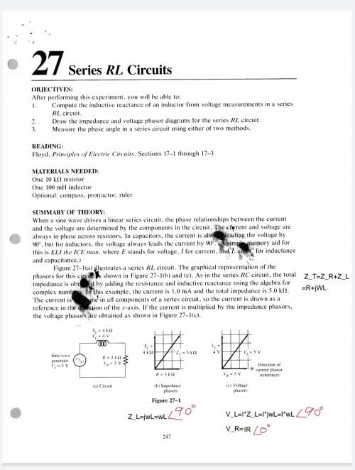Solved 27 Series RL Circuits ORJECTIVES: Aller performing | Chegg.com