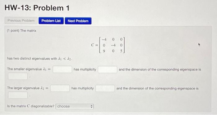 Solved HW-13: Problem 1 Previous Problem Problern List Next | Chegg.com