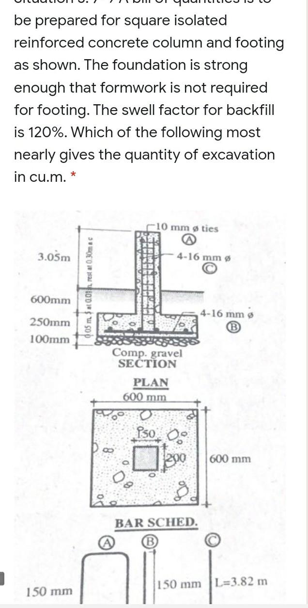 Solved be prepared for square isolated reinforced concrete | Chegg.com