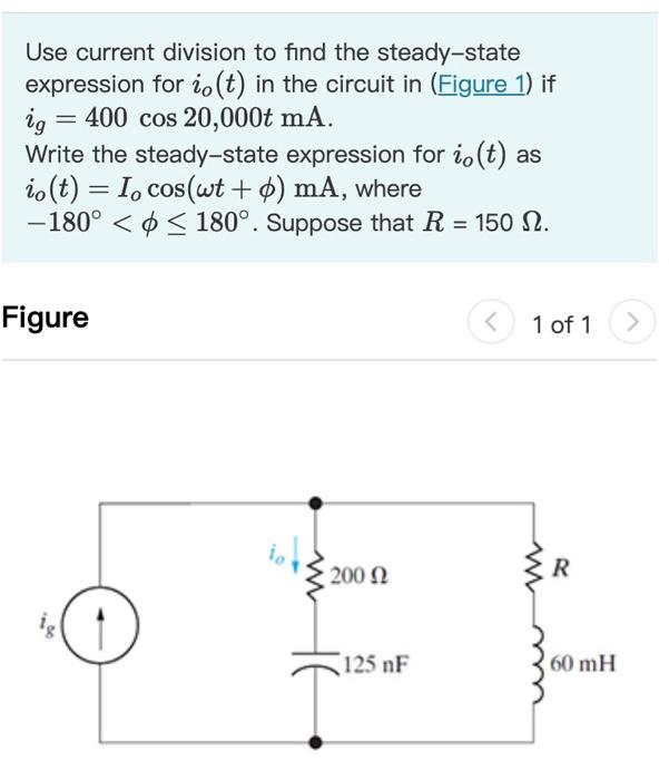 Solved Use current division to find the steady-state | Chegg.com