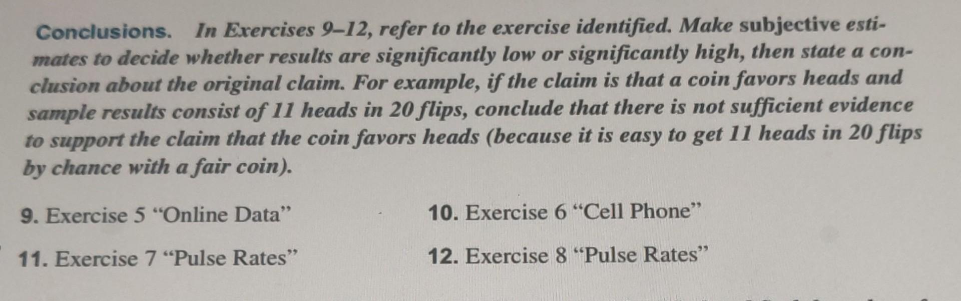 Solved Conclusions. In Exercises 9-12, refer to the exercise | Chegg.com