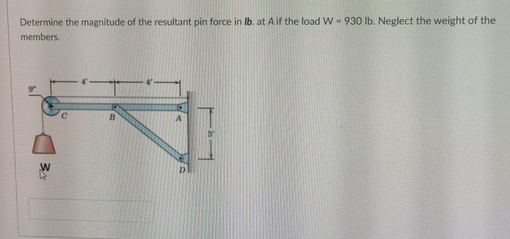 Solved Determine the magnitude of the resultant pin force in | Chegg.com