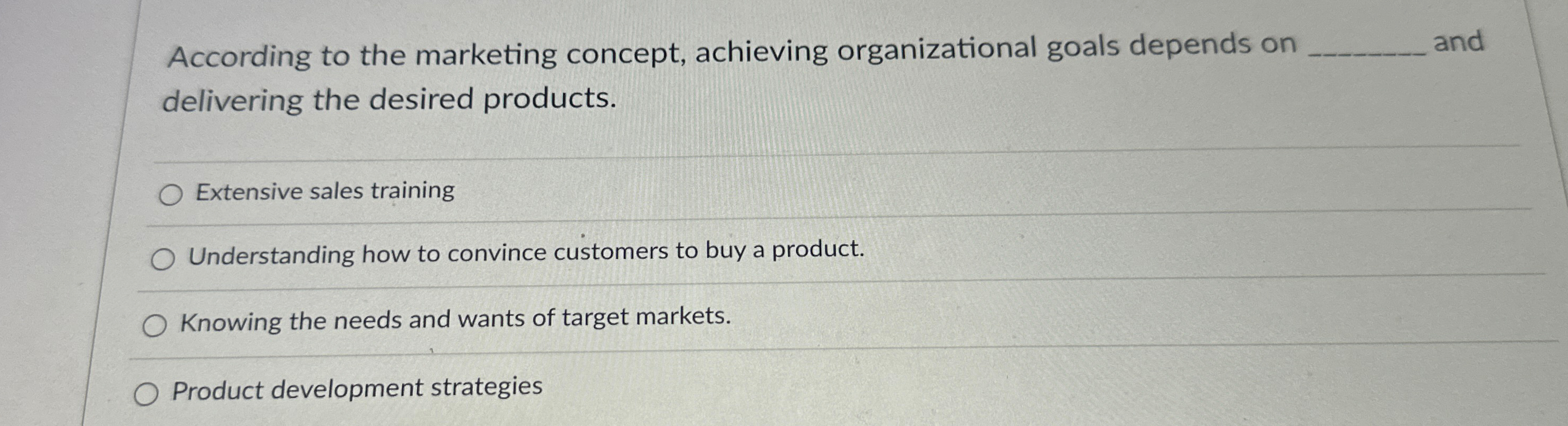 Solved According to the marketing concept, achieving | Chegg.com