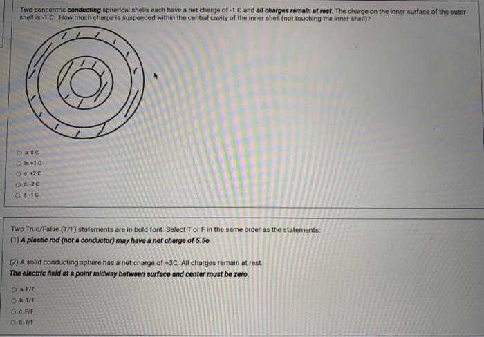 Solved Two concentric conducting spherical shells each have | Chegg.com