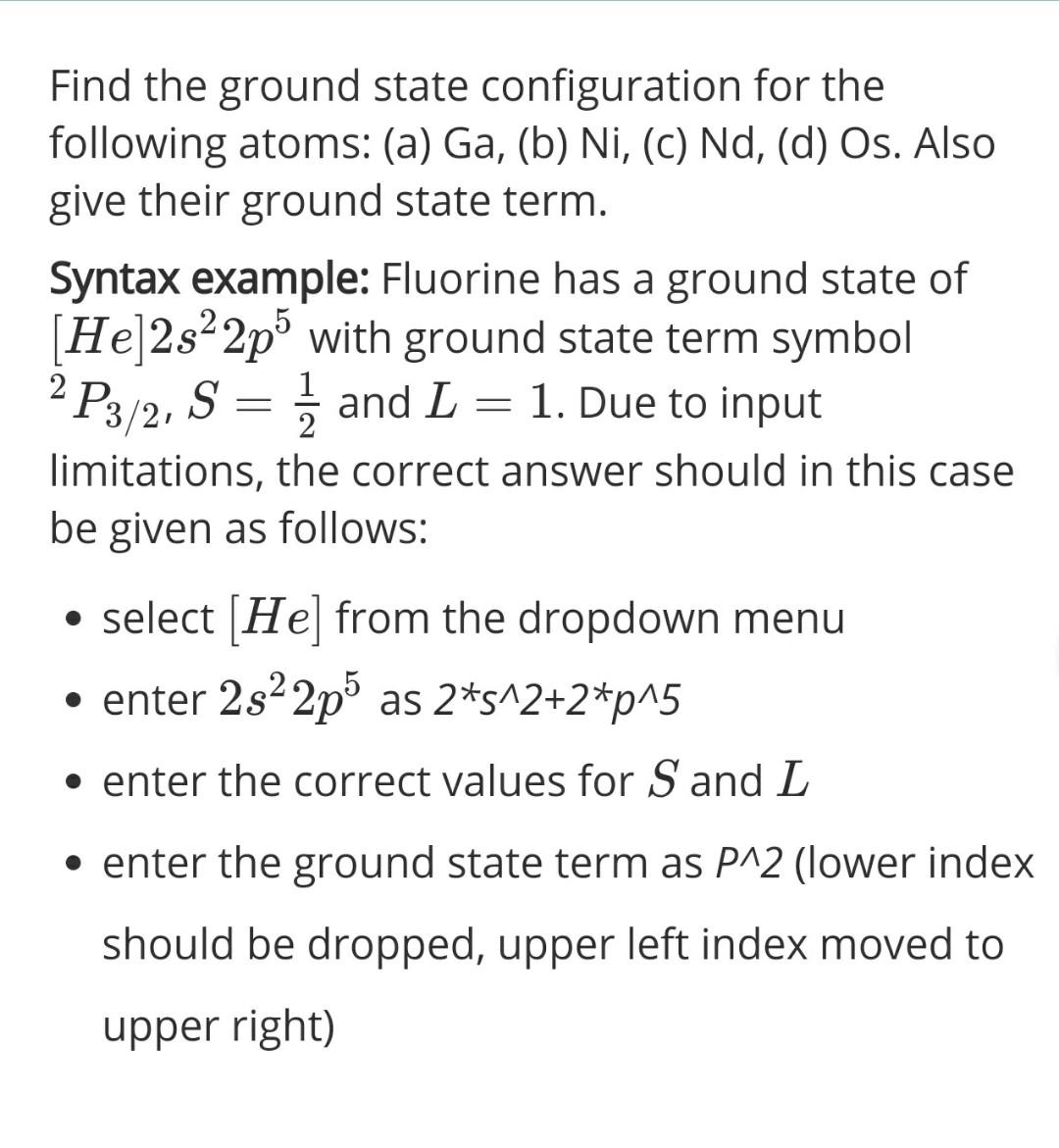 Solved Find the ground state configuration for the following | Chegg.com