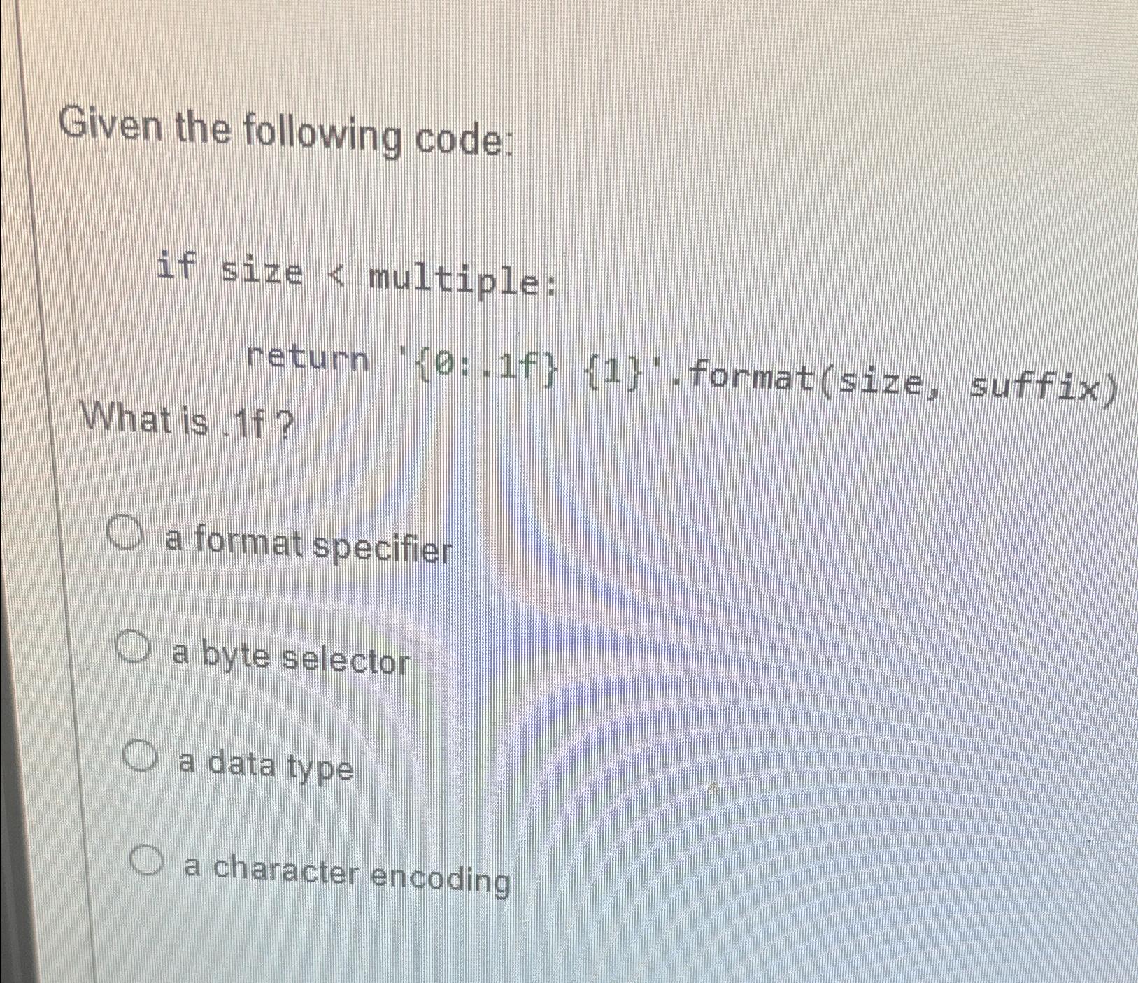 Solved Given The Following Code if Size