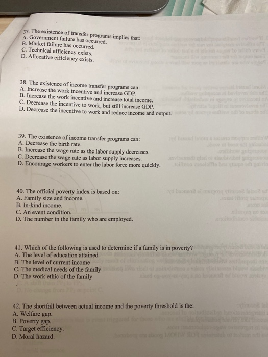 Solved 37. The existence of transfer programs implies that: | Chegg.com