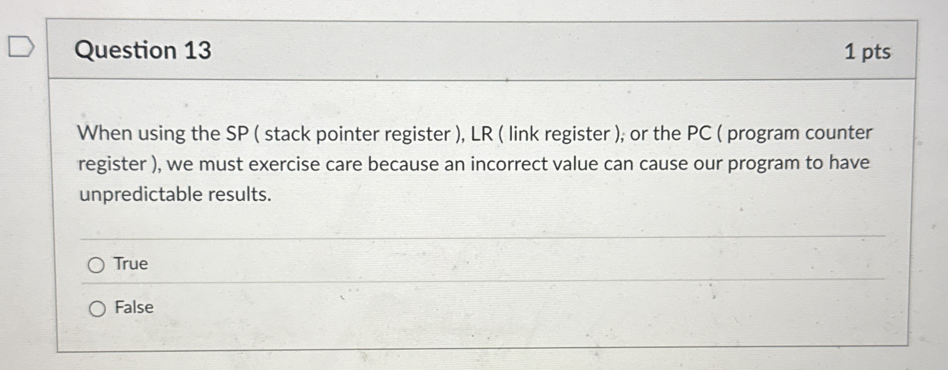 Solved Question 131 ﻿ptsWhen using the SP ( ﻿stack pointer | Chegg.com