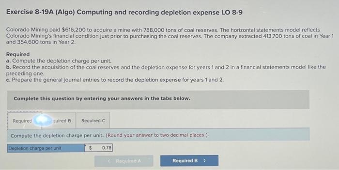 Solved Exercise 8-19A (Algo) Computing and recording | Chegg.com