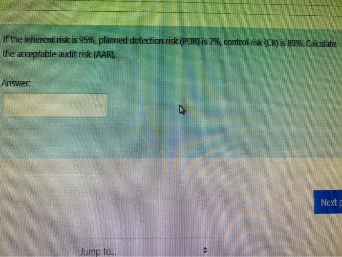 Solved If the inherent risk is 95%, planned detection risk | Chegg.com