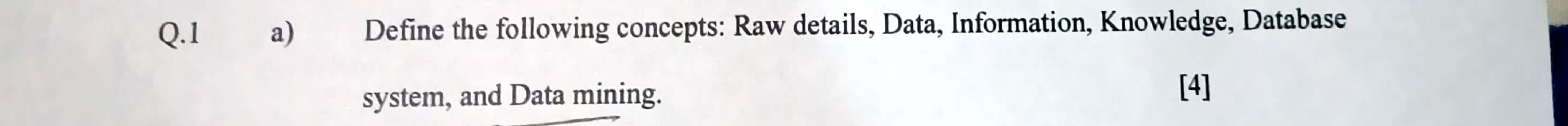 Solved Q. 1a) ﻿Define the following concepts: Raw details, | Chegg.com