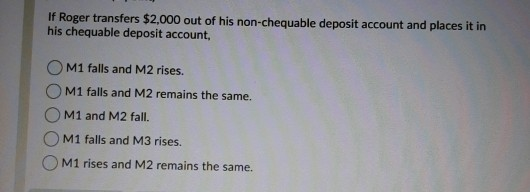 Solved If Roger transfers $2,000 out of his non-chequable | Chegg.com