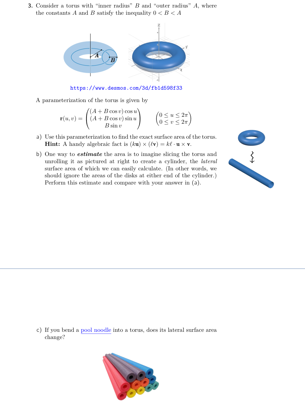 Solved a) ﻿In order to Consider a torus with "inner radius" | Chegg.com