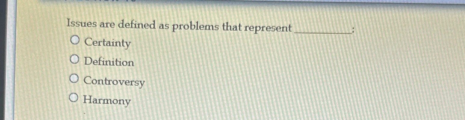 Solved Issues are defined as problems that | Chegg.com