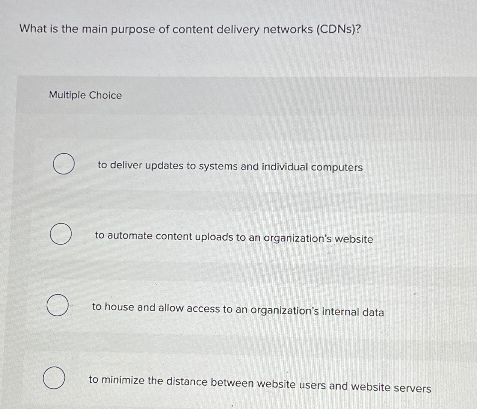 Solved What is the main purpose of content delivery networks | Chegg.com