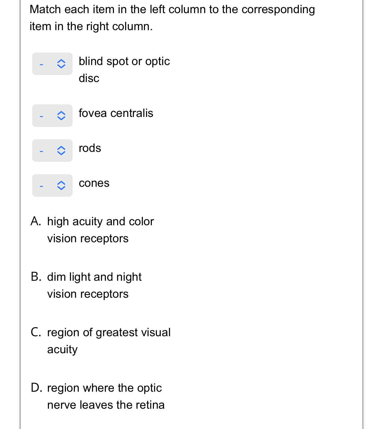 Solved Match each item in the left column to the | Chegg.com