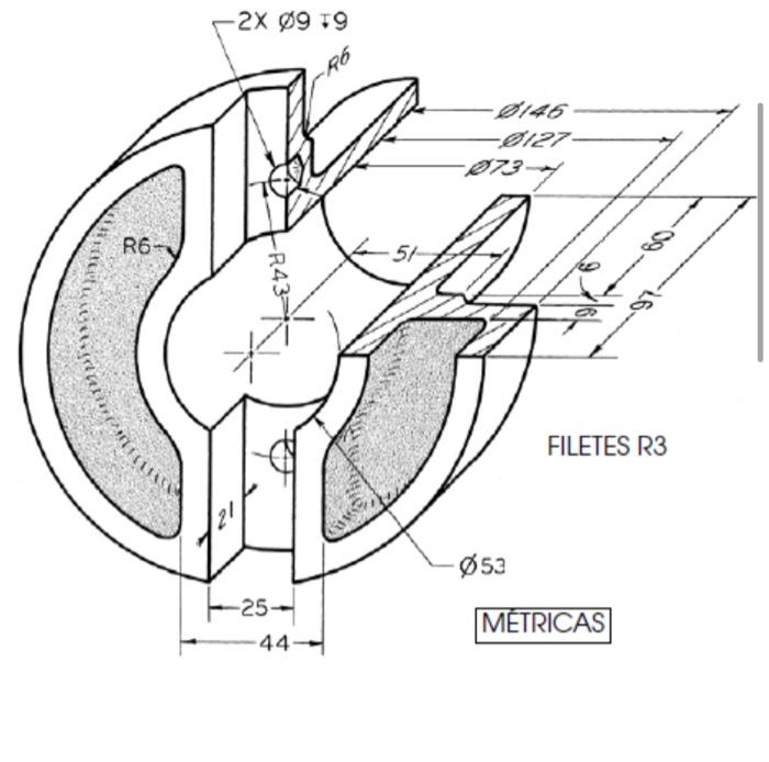 Solved At your discretion, draw two views in half section | Chegg.com