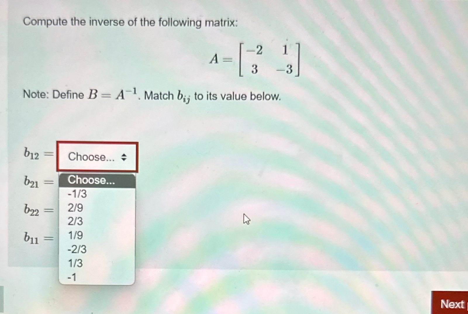 Solved Compute the inverse of the following | Chegg.com