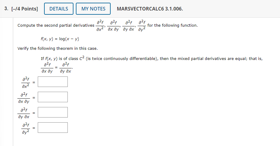 Solved Compute the second partial derivatives | Chegg.com