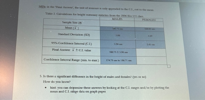 Solved EXERCISE 2: Statistical analysis of human height | Chegg.com
