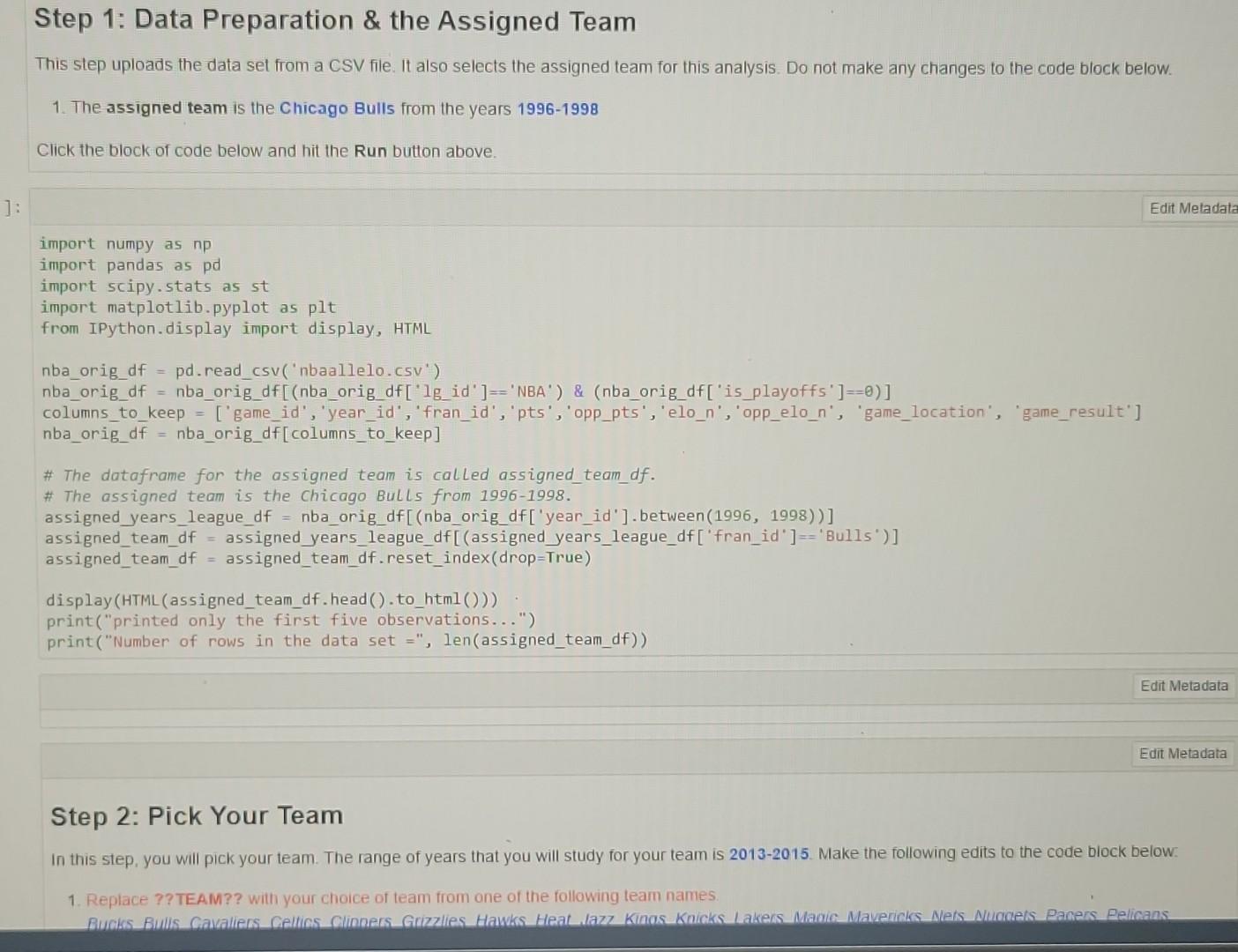 Solved Edit Metadata Project One: Data Visualization, | Chegg.com