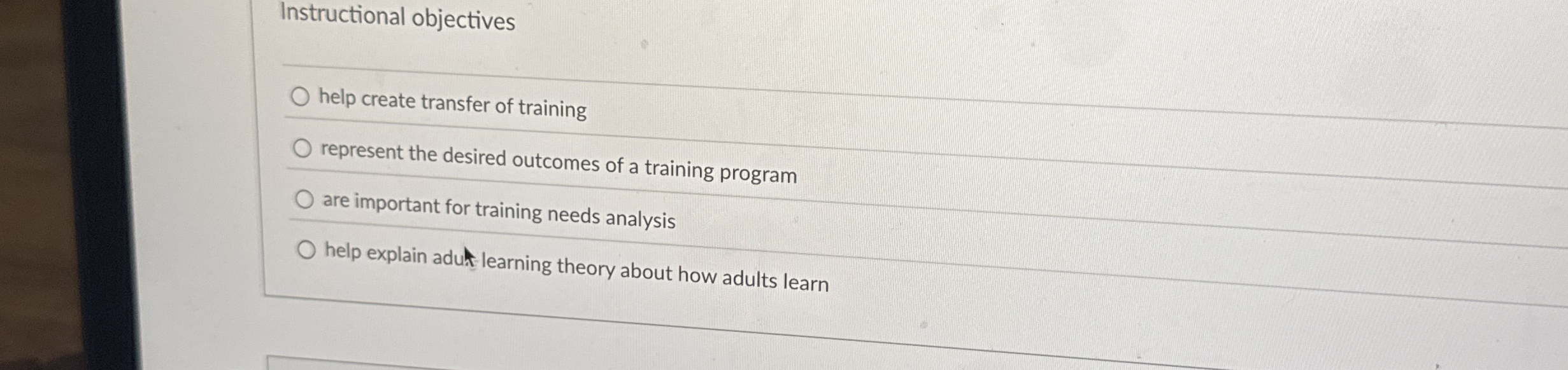 Solved Instructional objectiveshelp create transfer of | Chegg.com