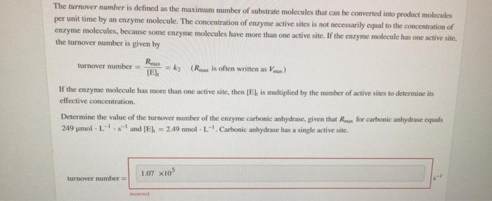 Solved The turnover number is defined as the maximum number | Chegg.com