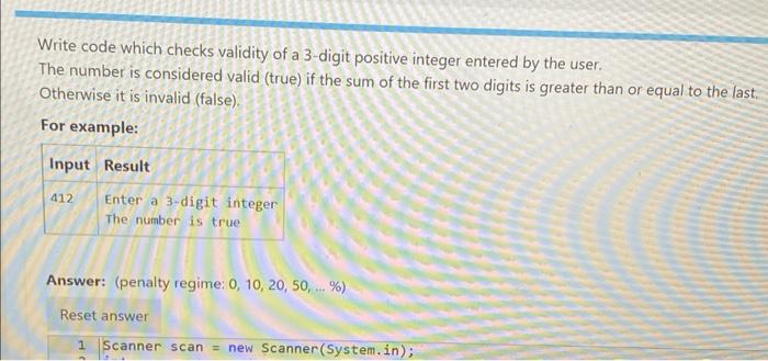 Solved Write code which checks validity of a 3-digit | Chegg.com