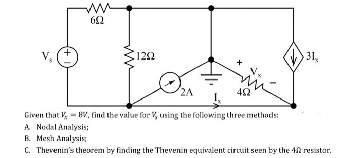 Solved 12Q 31 2A 492 Given that 8V, find the value for Vy | Chegg.com