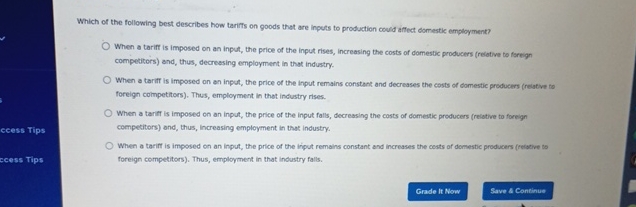 Solved Which of the following best describes how tariffs on | Chegg.com