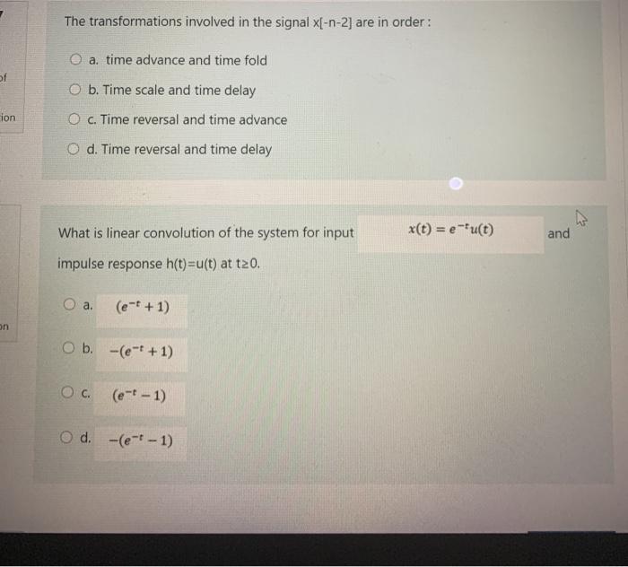 Solved The transformations involved in the signal x[-n-2) | Chegg.com
