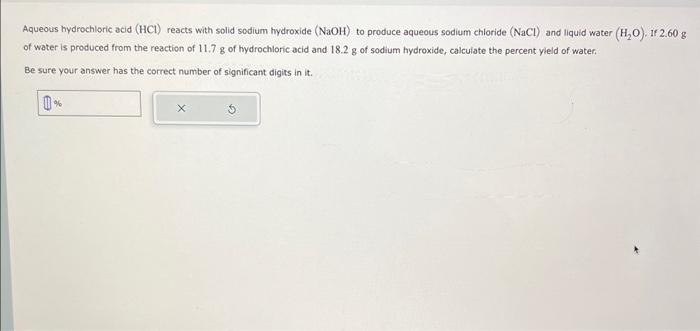 Solved Aqueous hydrochloric acid (HCl) reacts with solid | Chegg.com