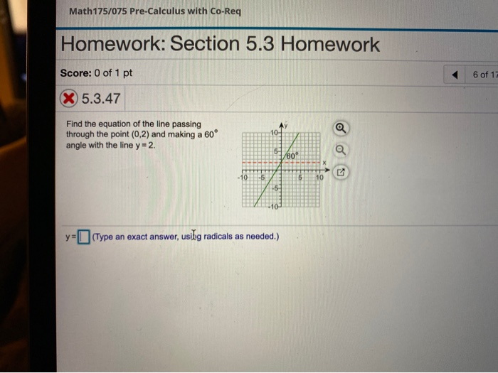 Solved Math 175/075 Pre-Calculus with Co-Req Homework: | Chegg.com