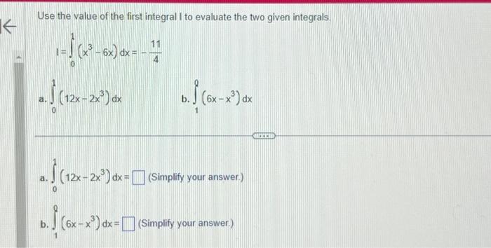 K Use the value of the first integral I to evaluate | Chegg.com