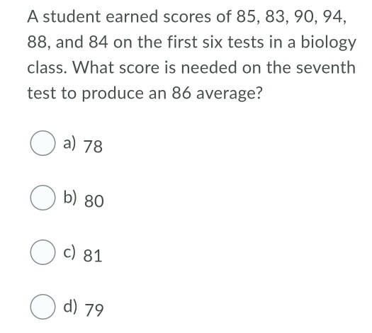 Solved A student earned scores of 85, 83, 90, 94, 88, and 84 | Chegg.com