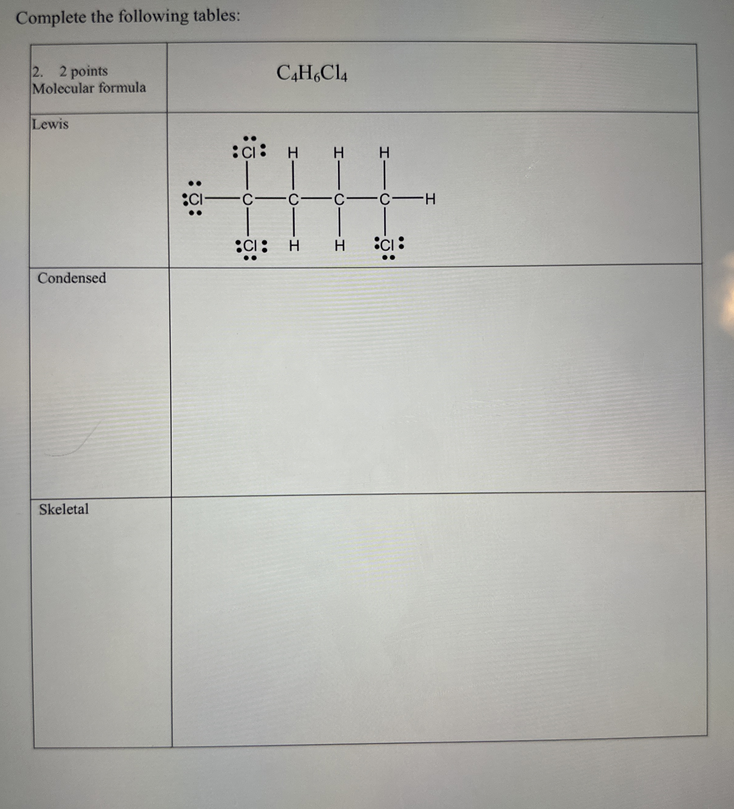 Solved Complete the following tables:\table[[\table[[2. 2 | Chegg.com